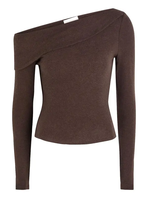REFORMATION Elio Off-the-shoulder Knit Top - Dark Brown
