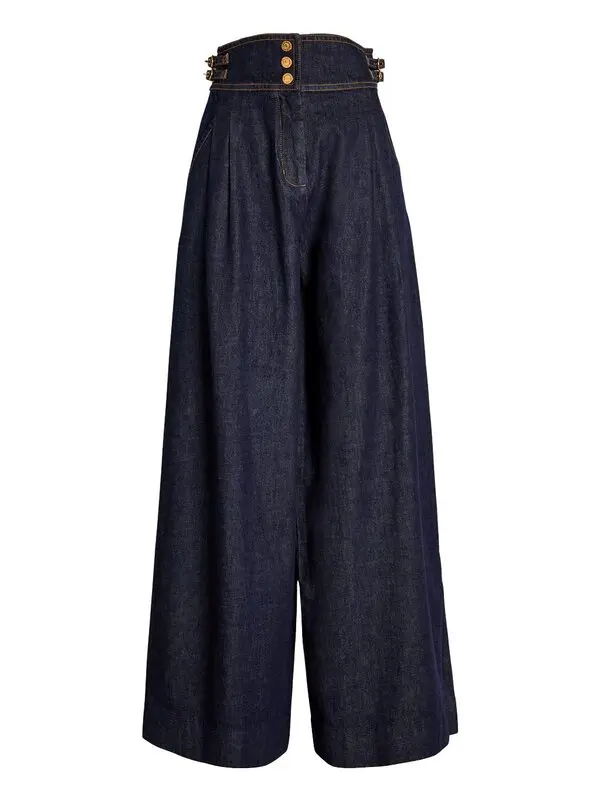 Zimmermann Rebellion Wide-leg Denim Trousers - Navy