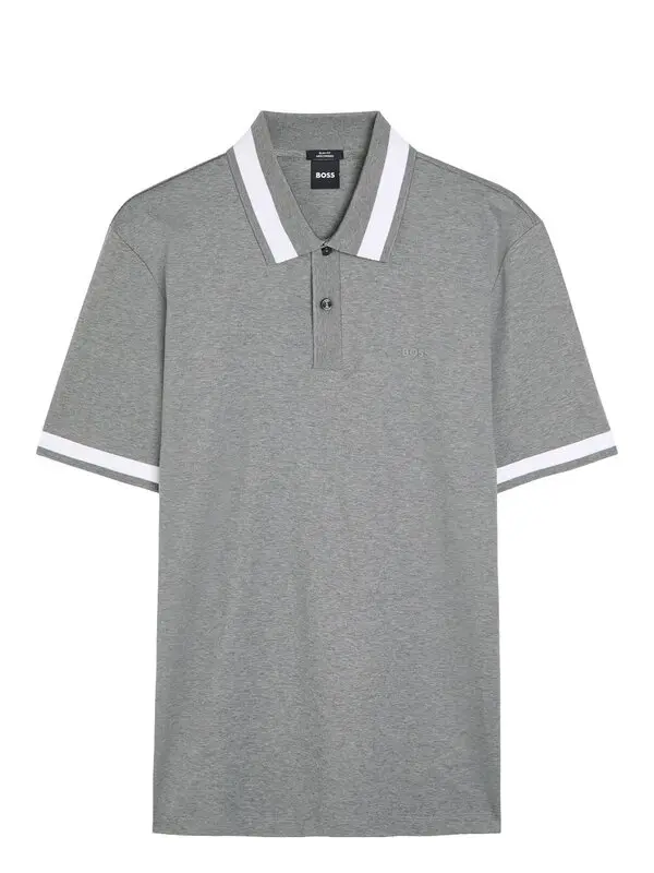 BOSS H-phillipson 200 Logo Cotton Polo Shirt - Grey