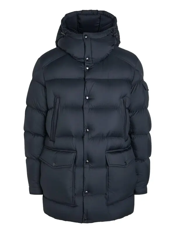 Moncler Bretagne Padded Hooded Shell Parka Jacket - Navy