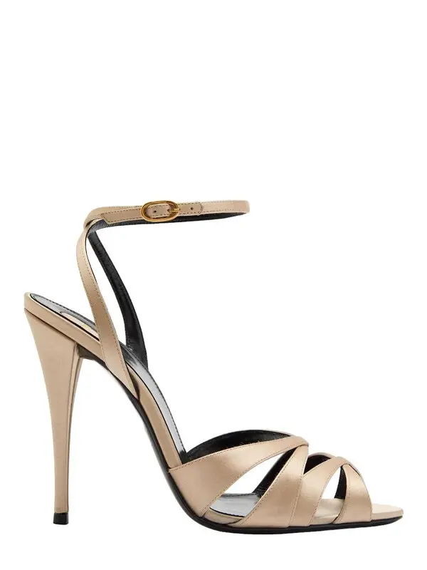 Saint Laurent Touze 110 Satin Sandals - Ivory
