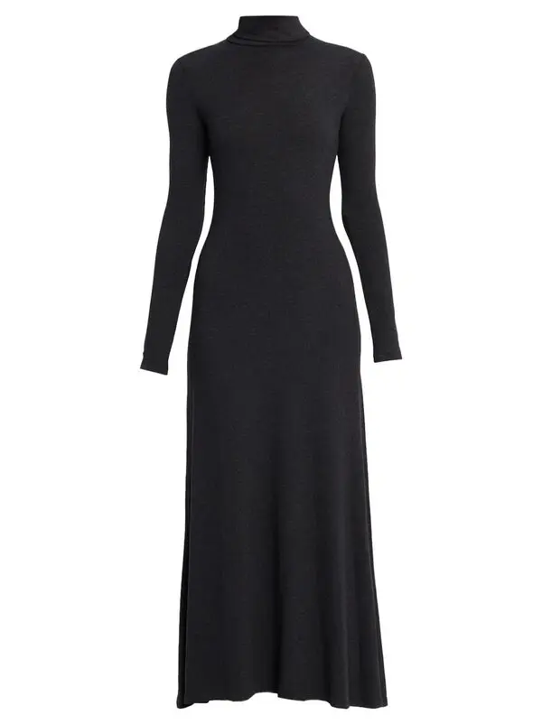 Staud Vanya Knit Turtleneck Maxi Dress - Charcoal