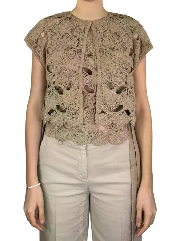 KANGRA Openwork Knit Blouse - Neutrals