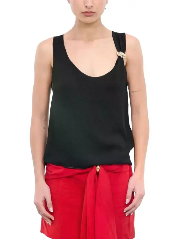 Blumarine Ring Embellished Tank - Black