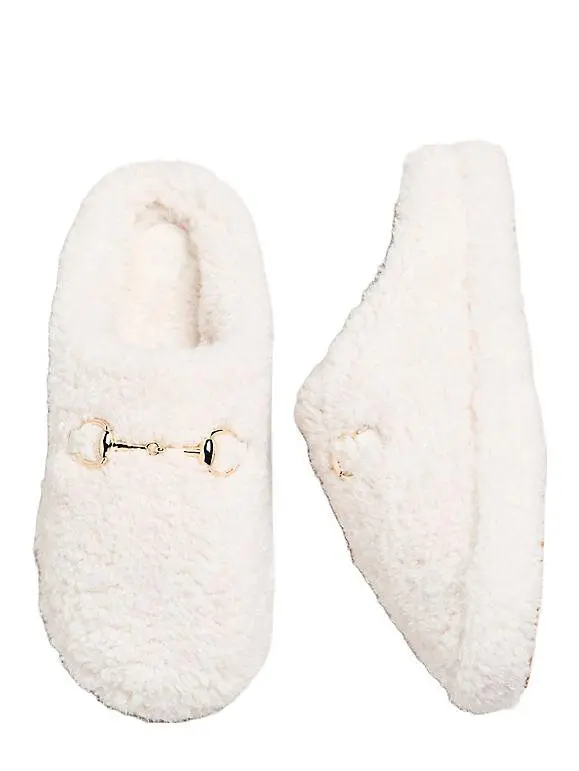 Maeve Sherpa Fleece Bit Scuff Slippers - Cream