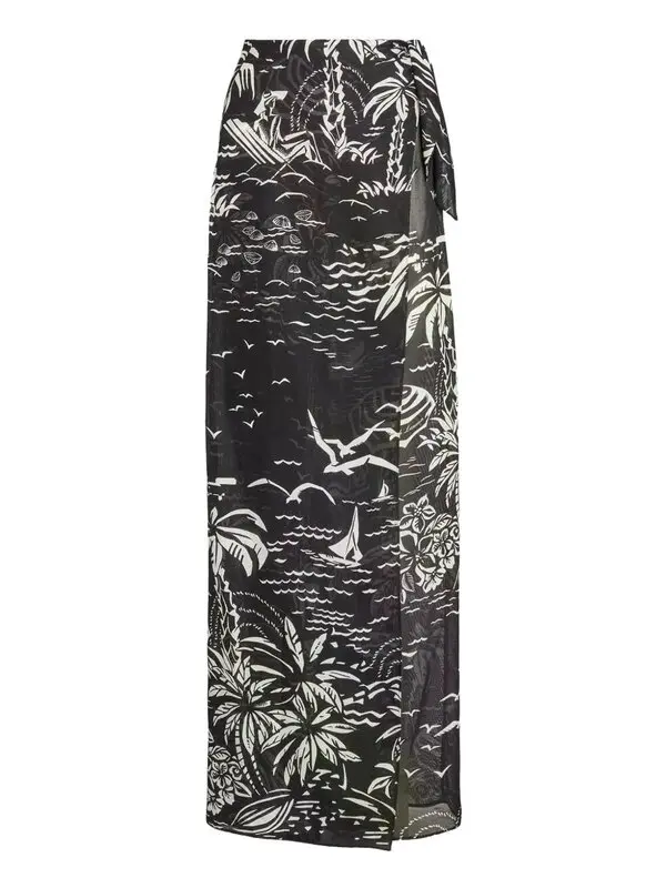 Ralph Lauren Printed Wide-leg Trousers - Black