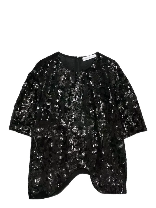 NICCOLO PASQUALETTI Onda Sequinned Top - Black