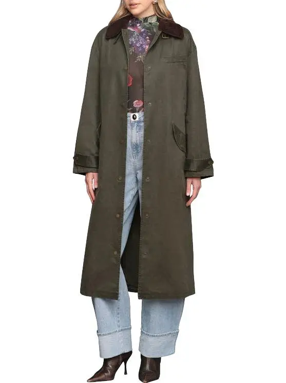 Avec Les Filles Contrast Collar Barn Coat - Army