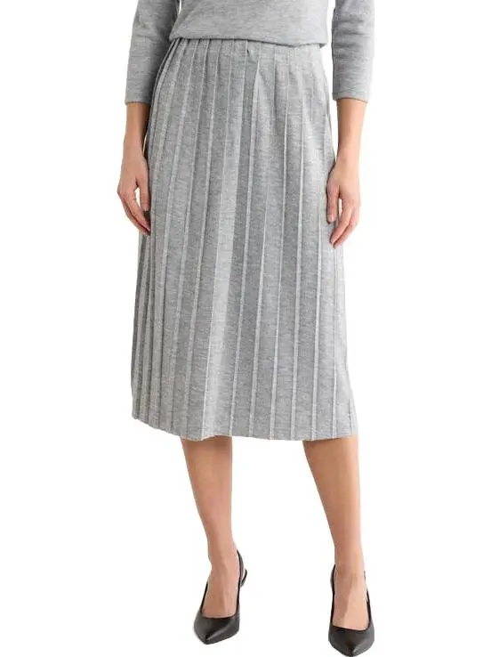 Vince Camuto Pleated Midi Skirt - Silver Heather