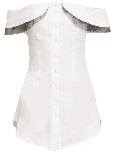 CONTESSA MILLS Peter Lace-trim Poplin Dress - White
