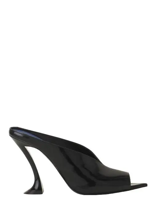 LANVIN Midnight Step Patent Leather Mules - Noir