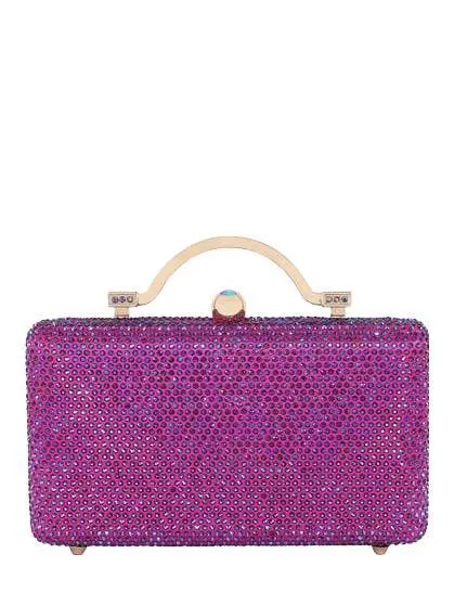 Badgley Mischka Jude Crystal Minaudiere - Neon Pink