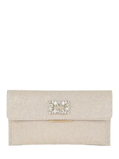 Badgley Mischka Sarah Envelope Clutch With Crystal Brooch - Gold