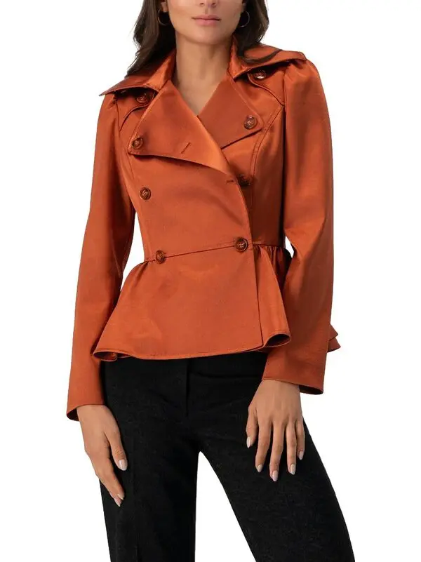 IVONNE Short Double-breasted Trench Coat - Chedron