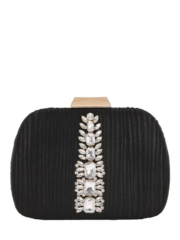 Badgley Mischka Halo Crystal Panel Minaudiere - Black