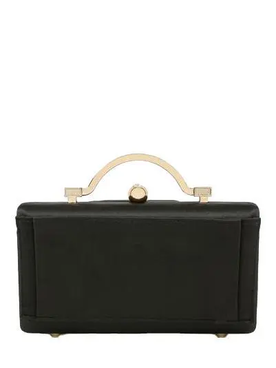 Badgley Mischka Emma Satin Minaudiere With Outer Pocket - Black
