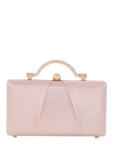 Badgley Mischka Emma Satin Minaudiere With Outer Pocket - Champagne