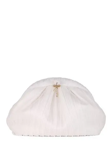 Badgley Mischka Vale Pleated Tulle And Satin Pouch - White