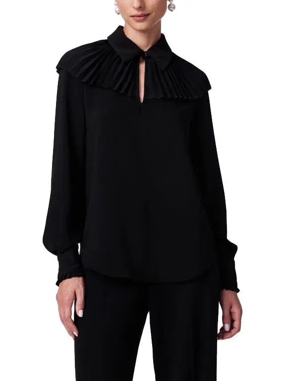 Trina Turk Windmill Pleated Blouse - Black