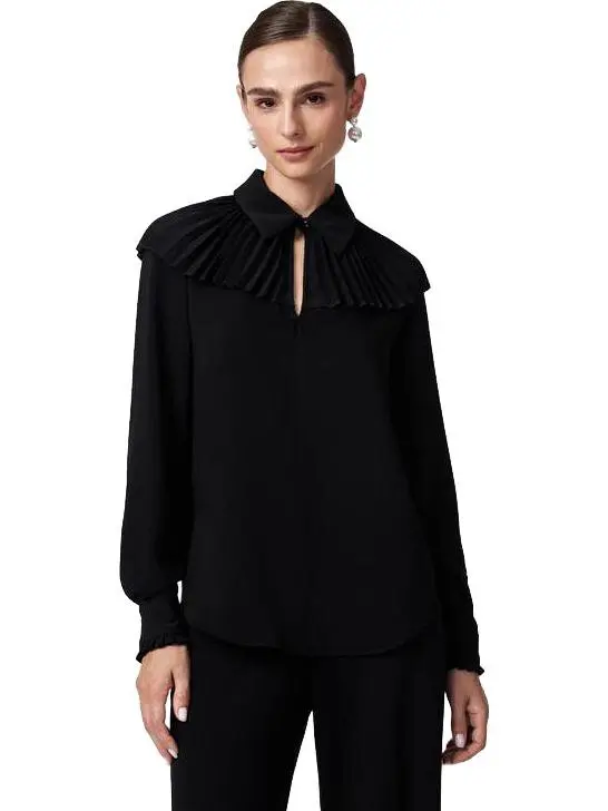 Trina Turk Windmill Pleated Blouse - Black