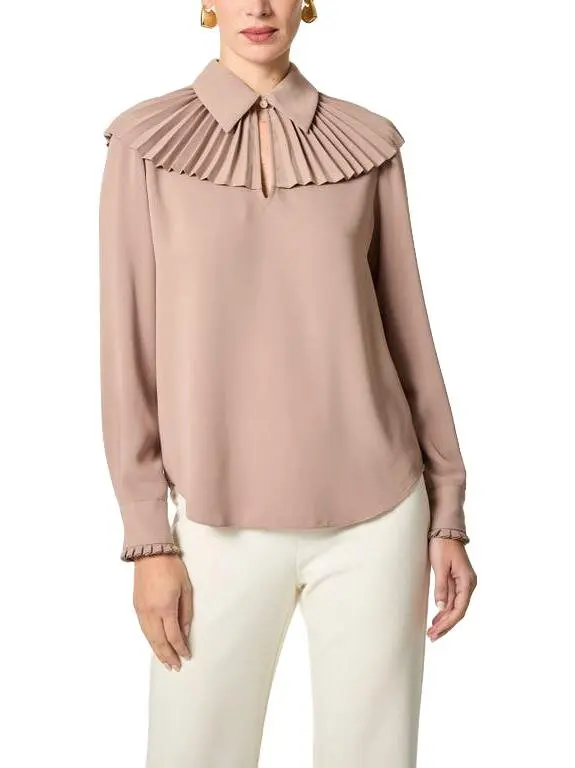 Trina Turk Windmill Pleated Blouse - Boudoir Beige