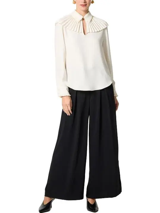 Trina Turk Windmill Pleated Blouse - Winter White