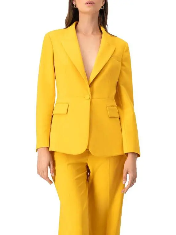 IVONNE Tailored Blazer With Flap Pockets - Yellow