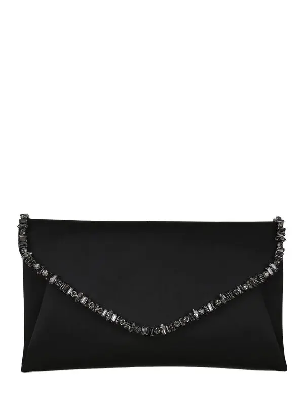 Badgley Mischka Mika Mix Crystal Neckline Envelope Clutch - Black