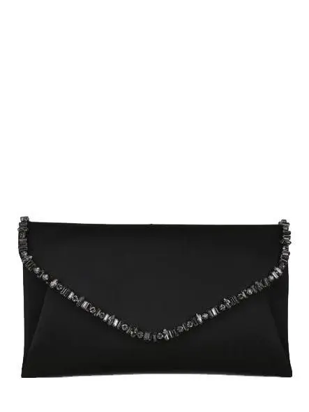 Badgley Mischka Mika Mix Crystal Neckline Envelope Clutch - Black