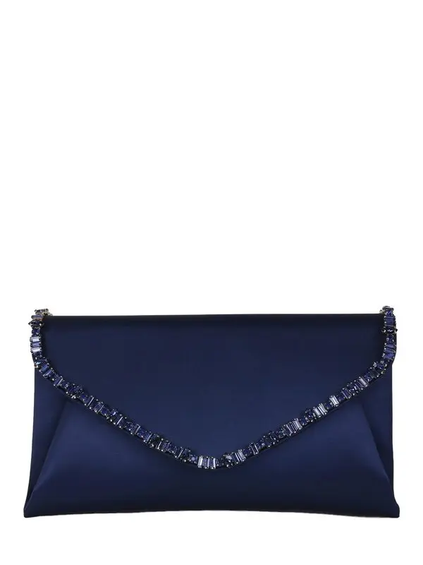 Badgley Mischka Mika Mix Crystal Neckline Envelope Clutch - Navy