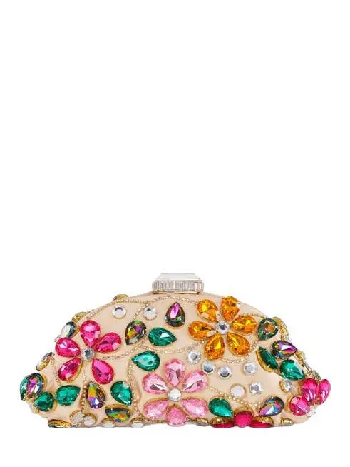 Badgley Mischka Jem Crystal Floral Clutch - Nude Multi