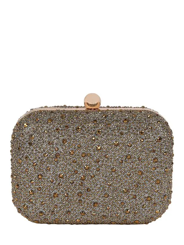 Badgley Mischka Celest Crystal Mini Minaudiere Clutch - Gold