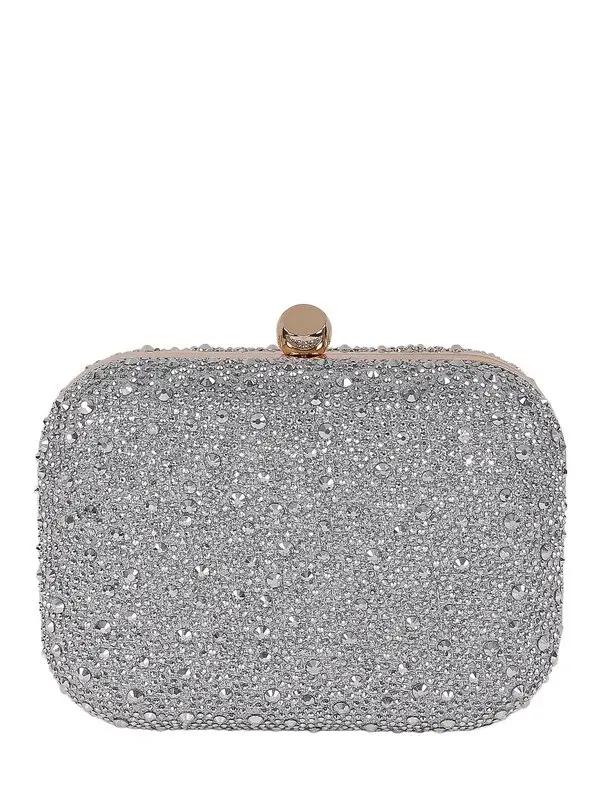 Badgley Mischka Celest Crystal Mini Minaudiere Clutch - Silver