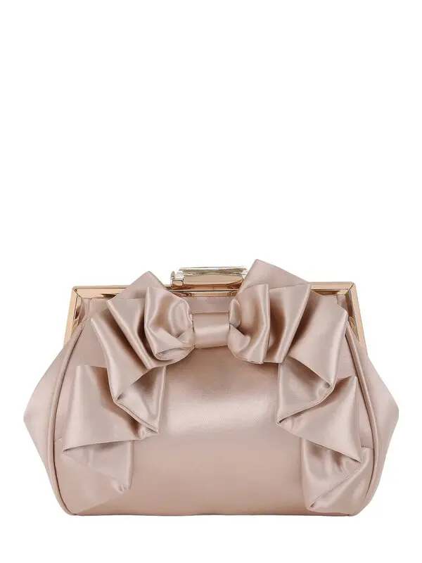 Badgley Mischka Mae Bow Pouch Clutch - Champagne