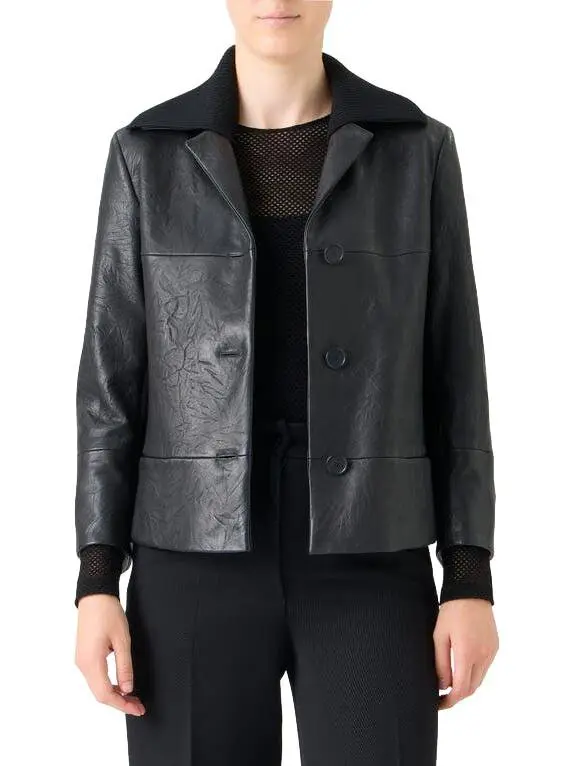 Akris Embossed Leather Jacket - Black