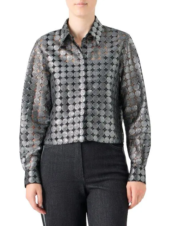 Akris Dot Semisheer Button-up Shirt - Brushed Steel