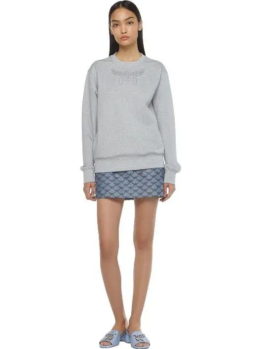 Mcm Laurel Logo Embossed Sweatshirt - Grey