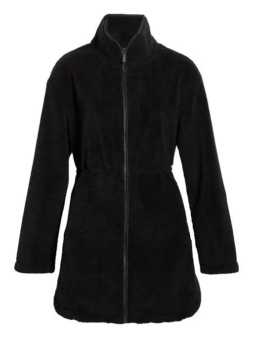 Zella Faux Shearling Longline Jacket - Black