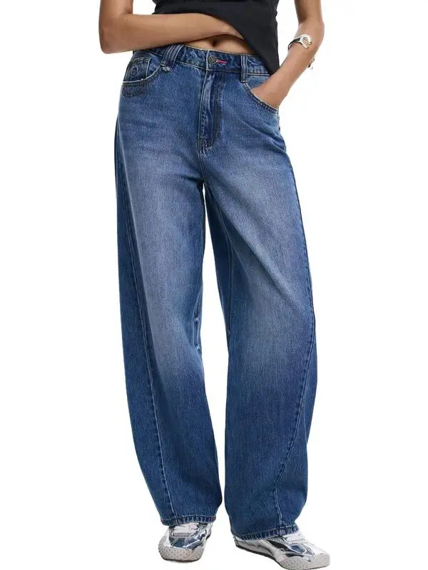 Desigual High-rise Barrel Leg Jeans - Medium Blue