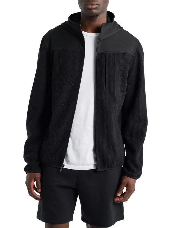 Zella Full Zip Grid Fleece Jacket - Black Caviar