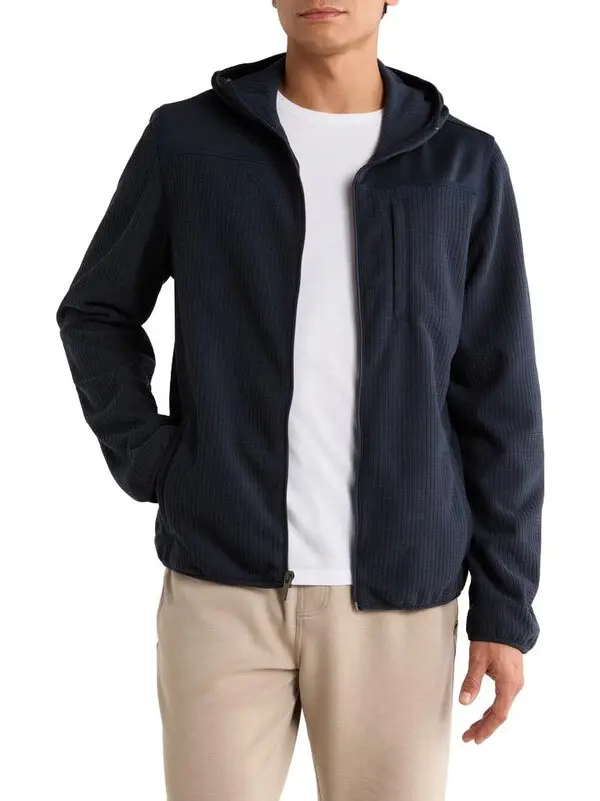 Zella Full Zip Grid Fleece Jacket - Navy Eclipse