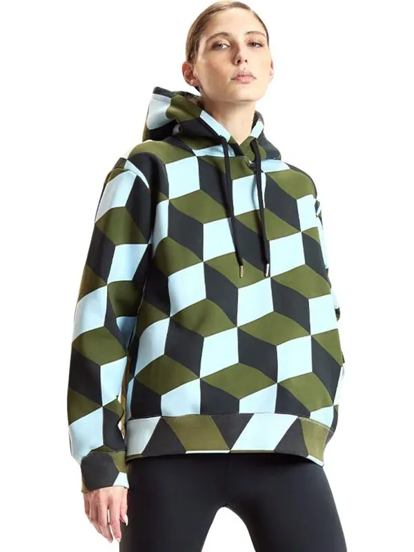 Cynthia Rowley Printed Hoodie - Geo Green/blue Combo