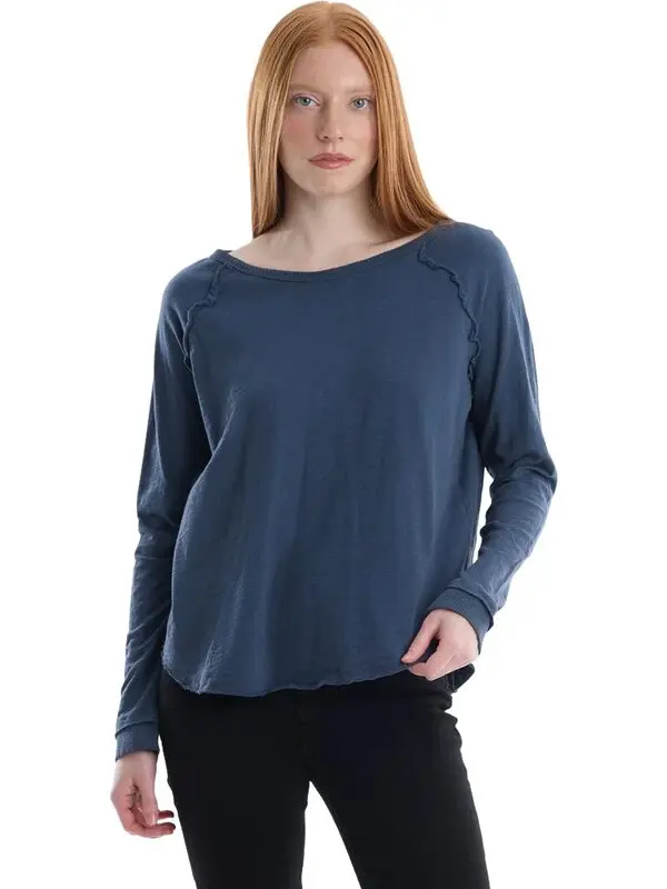 WILT CLOTHING Raglan Long-sleeve Tee With Ruffle Detail - Legion Blue