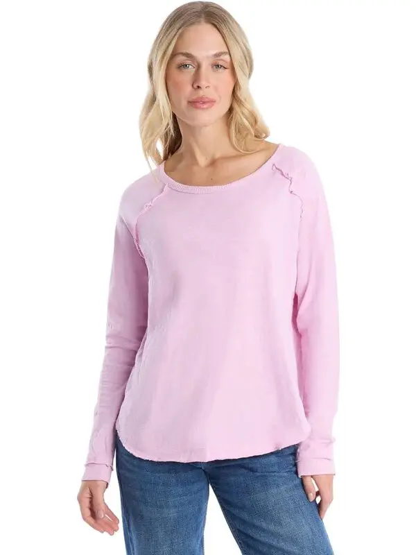 WILT CLOTHING Raglan Long-sleeve Tee With Ruffle Detail - Mauve Mist
