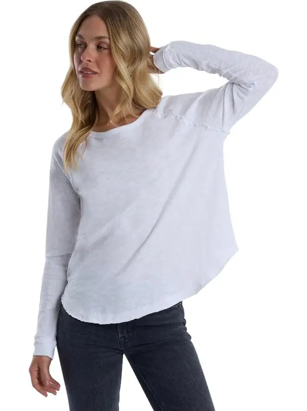 WILT CLOTHING Raglan Long-sleeve Tee With Ruffle Detail - White