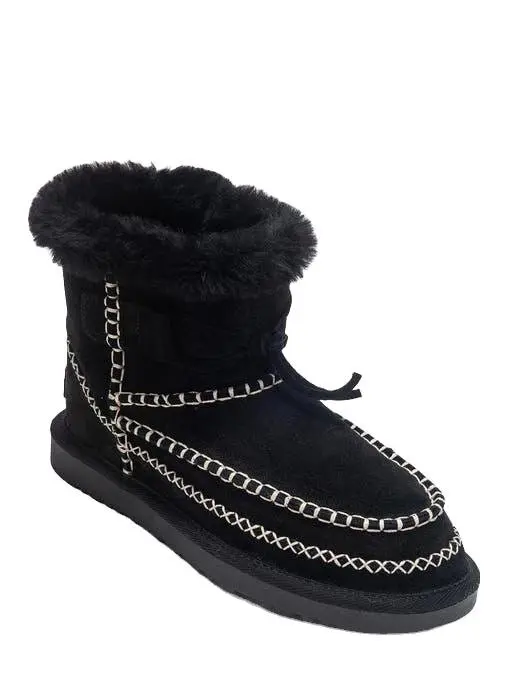 FOREVER & ALWAYS SHOES Jorel Leather Fur Lined Ankle Boot - Black Suede Leather