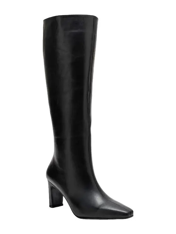 FOREVER & ALWAYS SHOES Velencia Leather Knee High Boots - Black Leather
