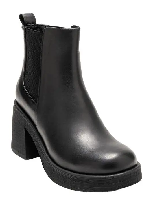 FOREVER & ALWAYS SHOES Platform Ankle Boots - Black Leather
