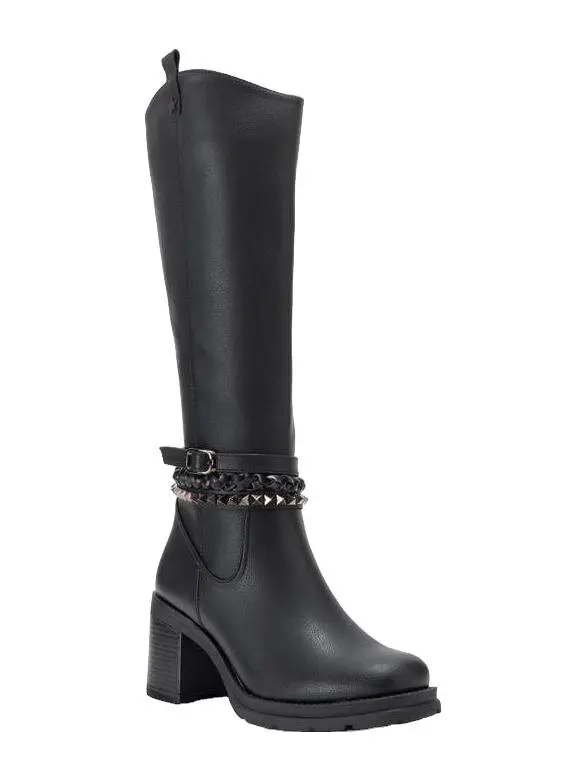 PROLOGUE SHOES Viorra Knee High Boots - Black Faux Leather