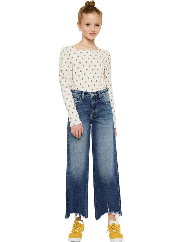 KANCAN High-rise Cropped Wide-leg Jeans - Medium Wash
